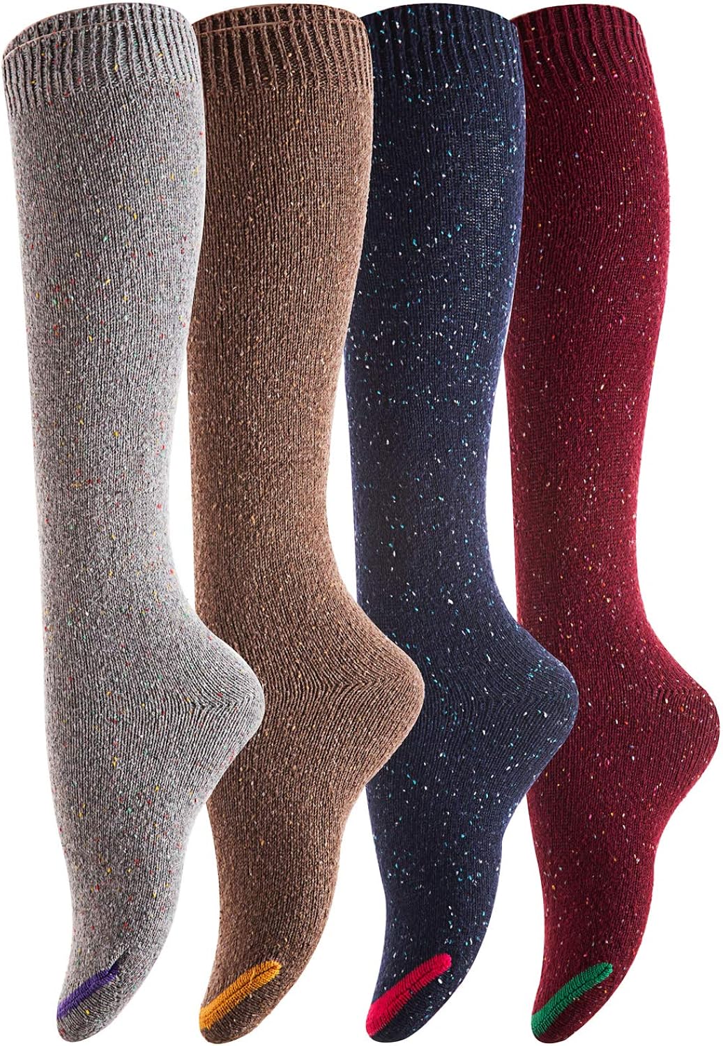 Women's 4 Pairs Cute Fluffy and Fancy Knee High Cotton Socks with a ...