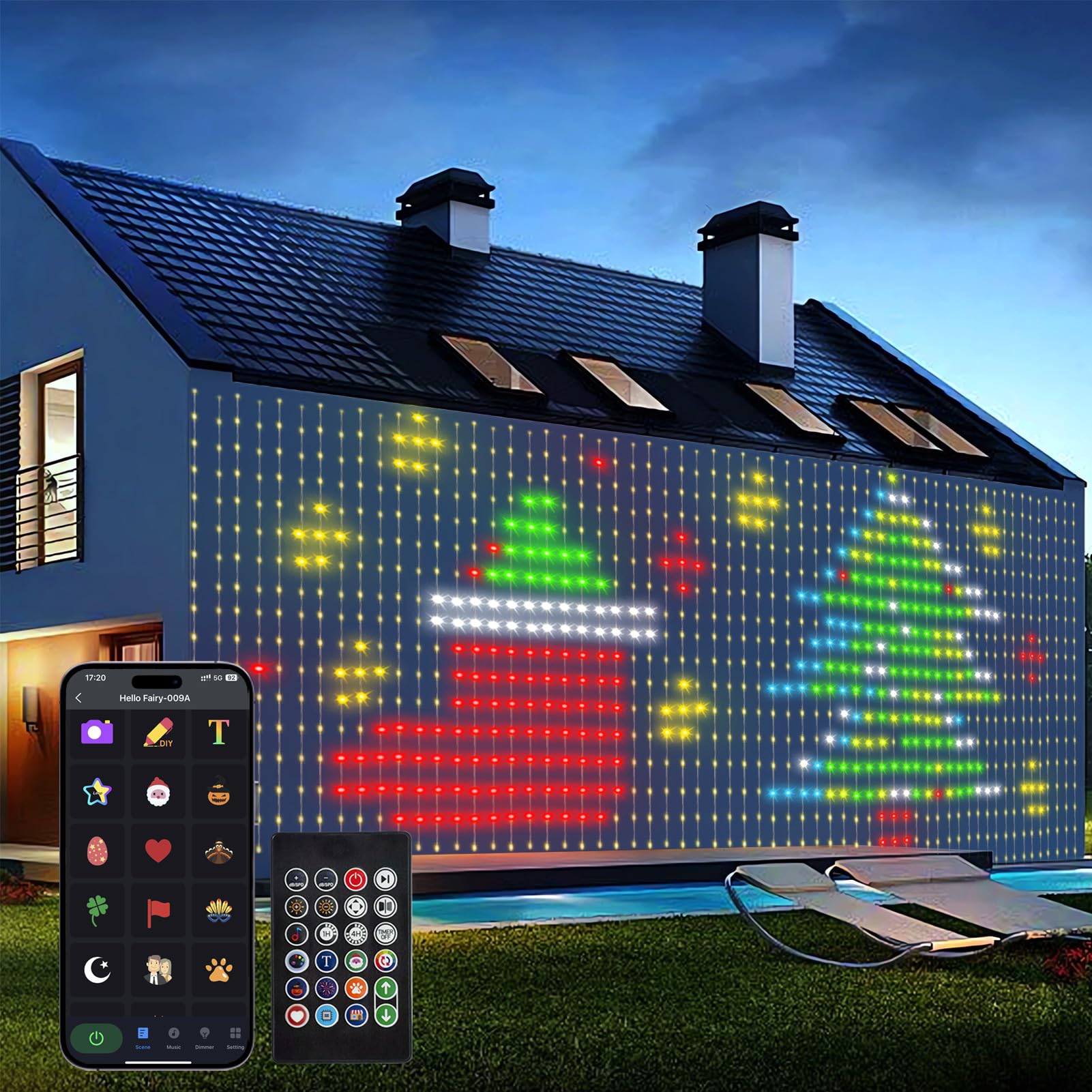 echosari Smart LED Curtain Lights USB,400 LED Dynamic Pattern DIY ...