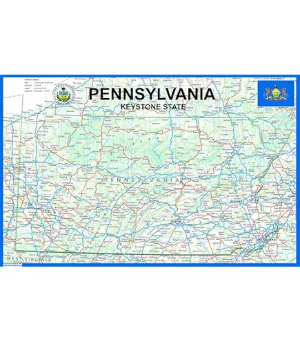 Large Detailed Map Of Pennsylvania 2,262 Map Of Pennsylvania Stock
