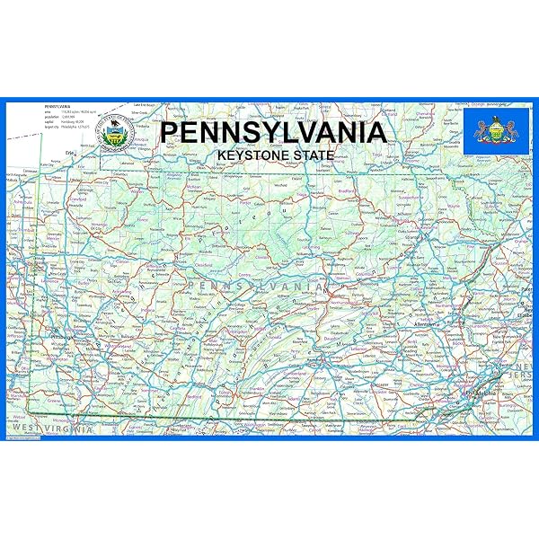 Laminated Map Large Detailed Map Of Virginia State With National
