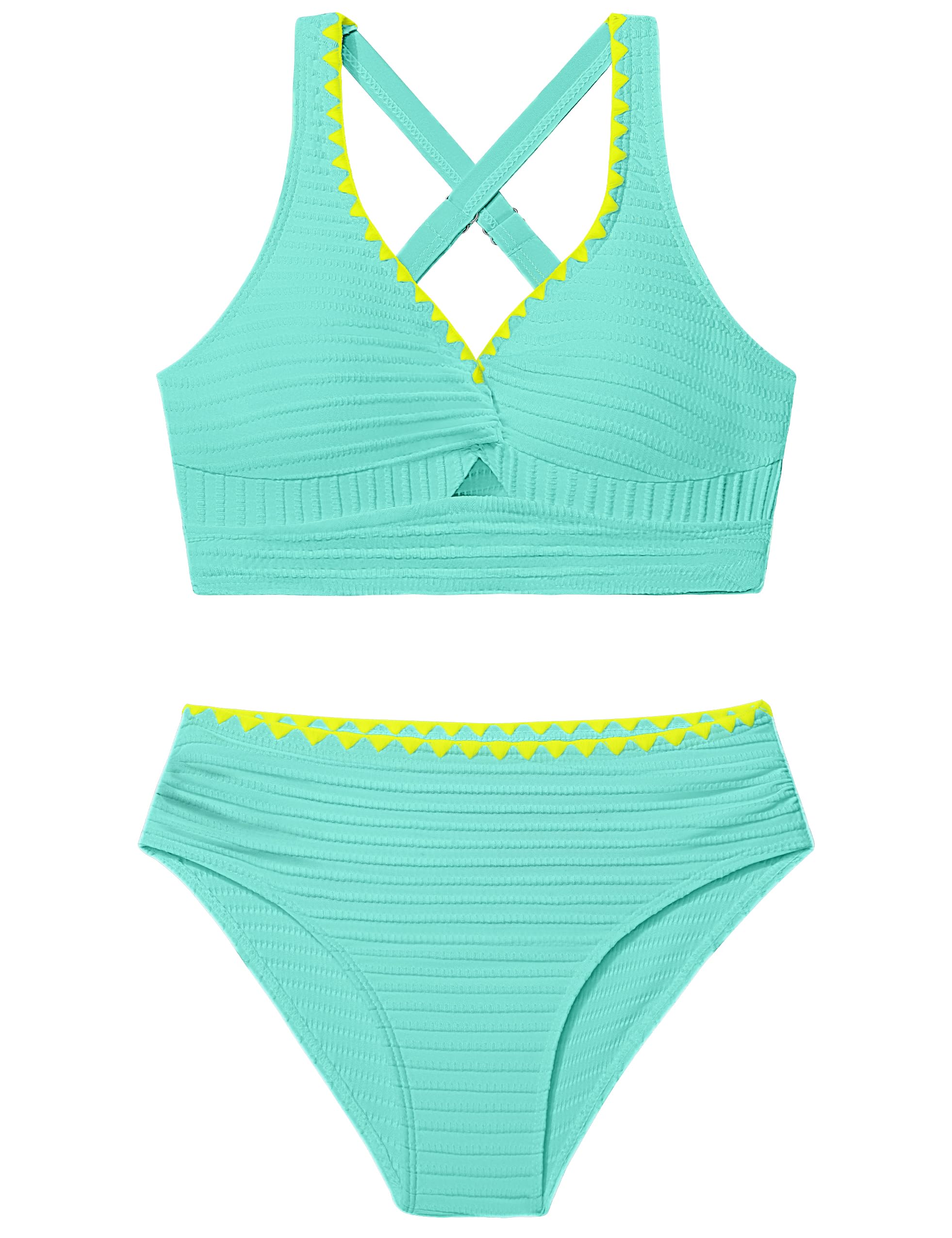 Oranchids Girls Swimsuit Bathing Suits for Teens Twist V Neck Solid ...