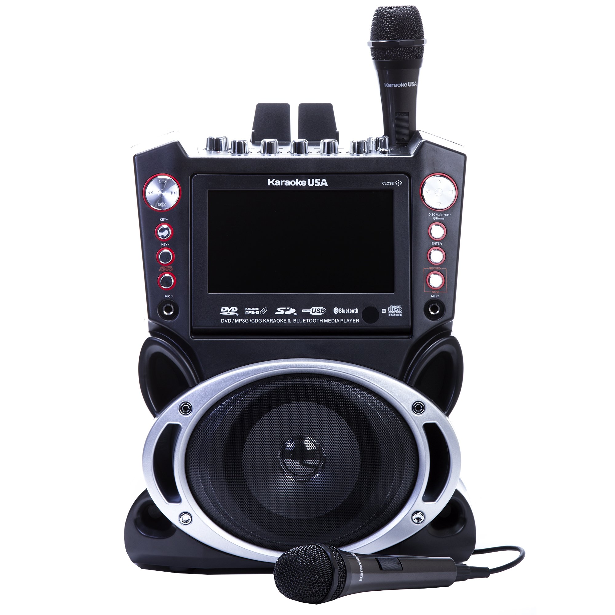 Karaoke USA GF845 Complete Karaoke System with 2 Microphones, Remote ...