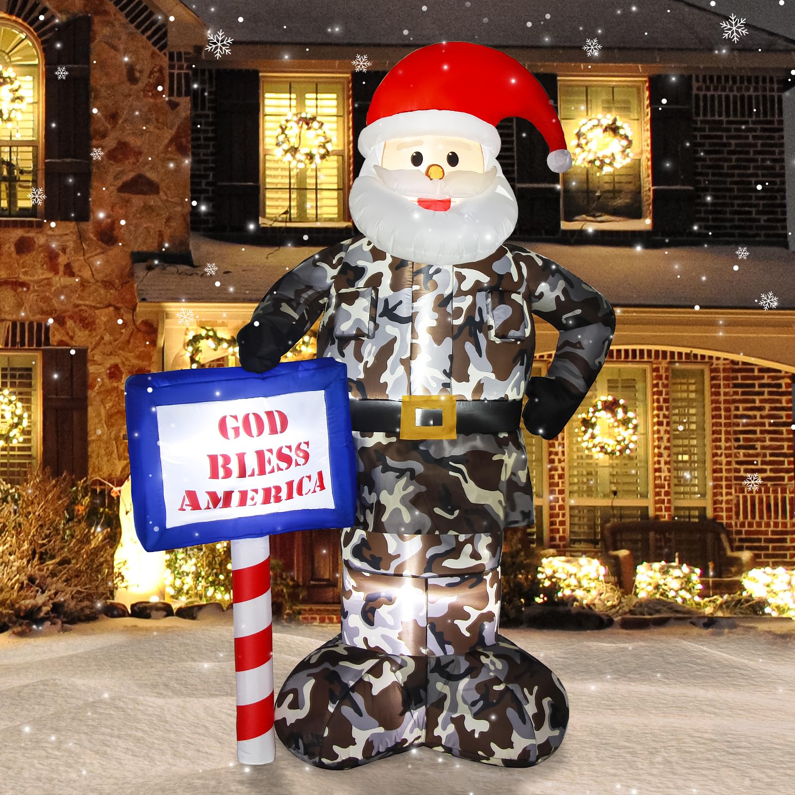 7FT Christmas Inflatable Santa Claus Outdoor Decoration, Camouflage ...