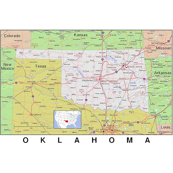 Kansas And Oklahoma State Map