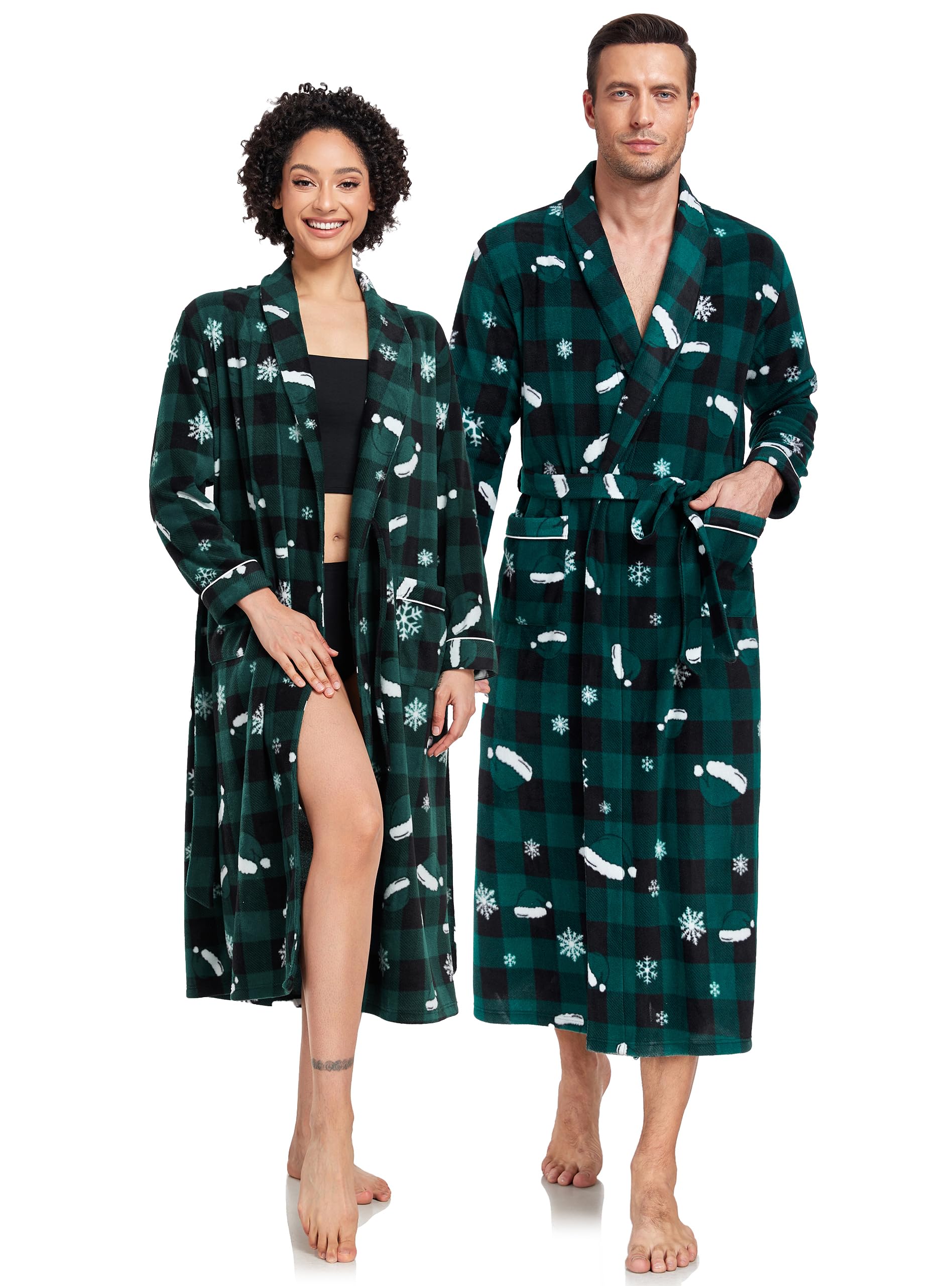 EA'S SECRET Fleece Mens Robe Shawl Collar Bathrobe Plush Warm Long ...