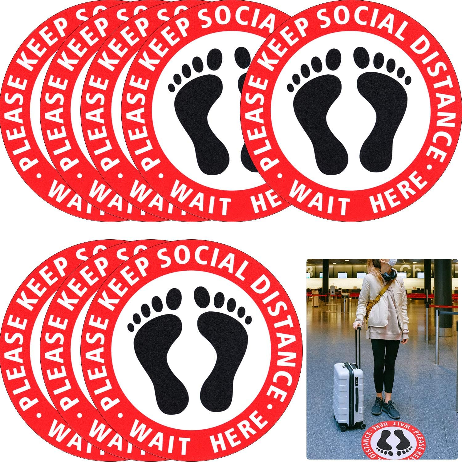 7 Inch Social Safe Distancing Floor Signs Adhesive 6ft Distance Floor ...