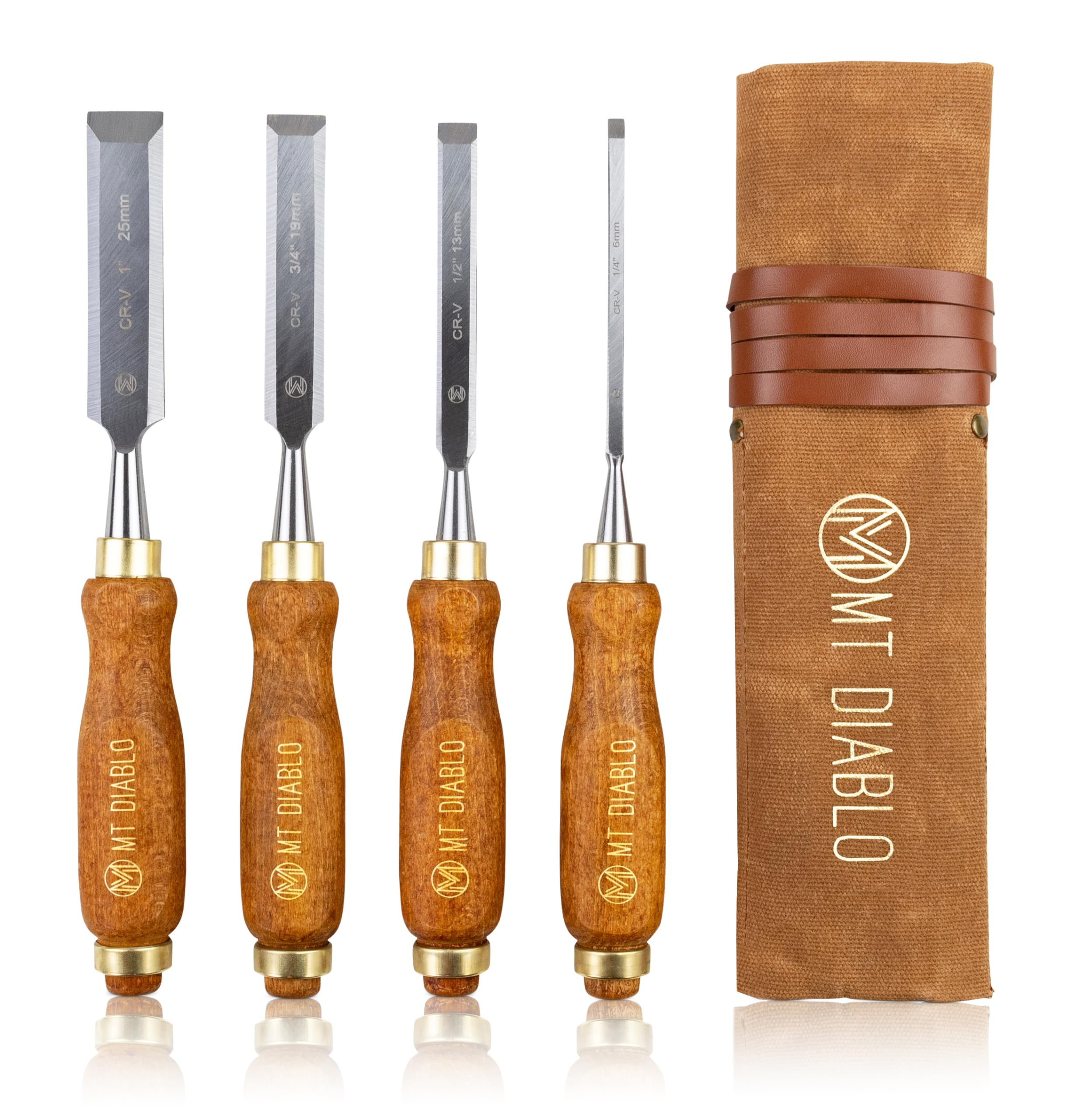 Mua Wood Chisel Set - 4pc with waxed canvas tool roll. This set of ...