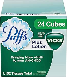 Amazon.com: Puffs Plus Lotion with Vicks Facial Tissues, 24 Cubes, 48 ...