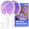 Amazon.com: 2 Pack Electric Fly Swatter Racket, Portable 2 in 1 Bug ...