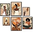 Amazon.com: EXCOOL CLUB Black Girl Wall Art - 12x16 Boho Black Women Wall Art Decor, Black Woman ...