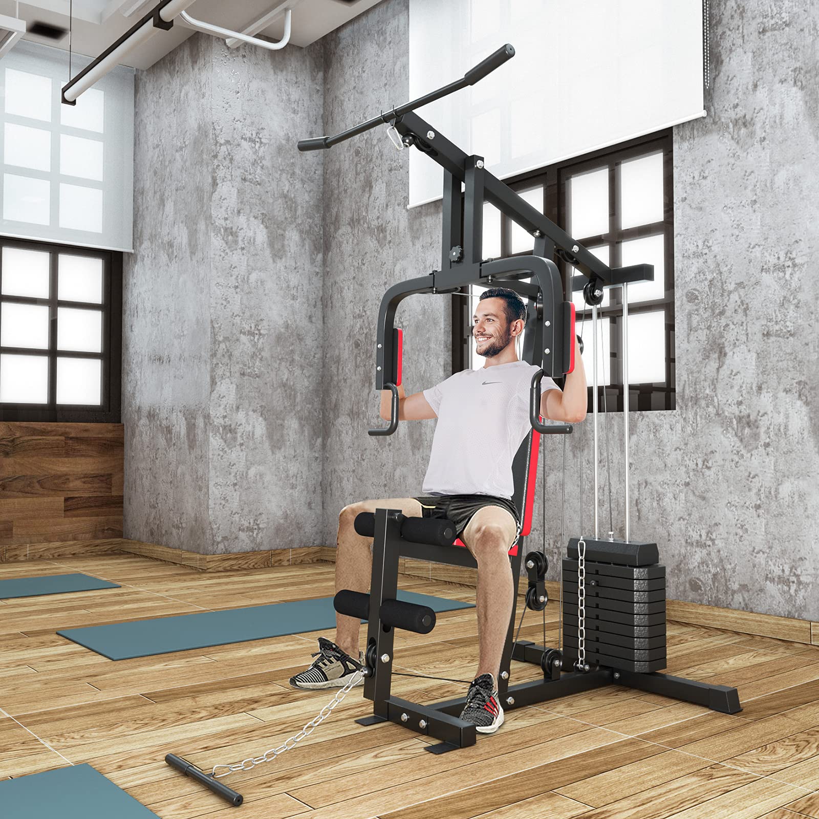 GYMAX Weight Training Machine, Multifunctional Strength Training ...