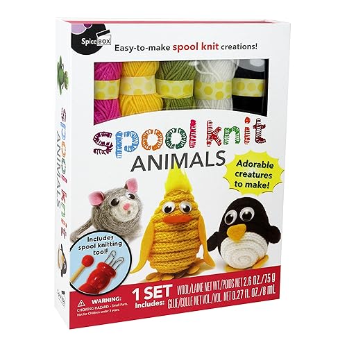 SpiceBox Beginners Spool Knitting Kit for Kids, Make Your Own Animals ...