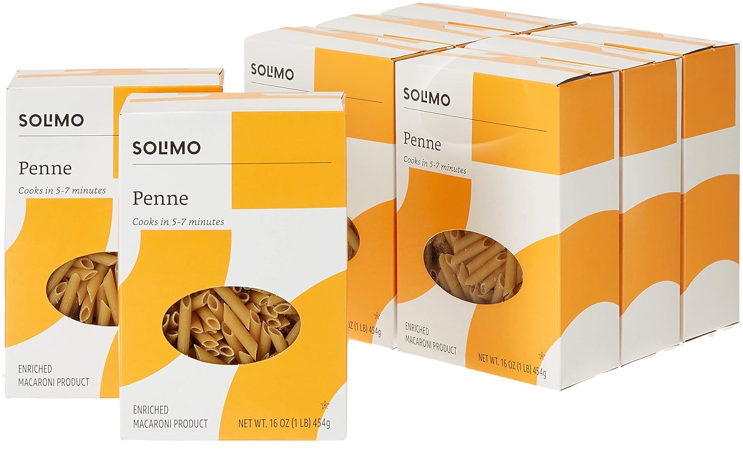 Amazon.com : Amazon Brand - Solimo Pasta, Penne, 16oz (Pack of 8 ...