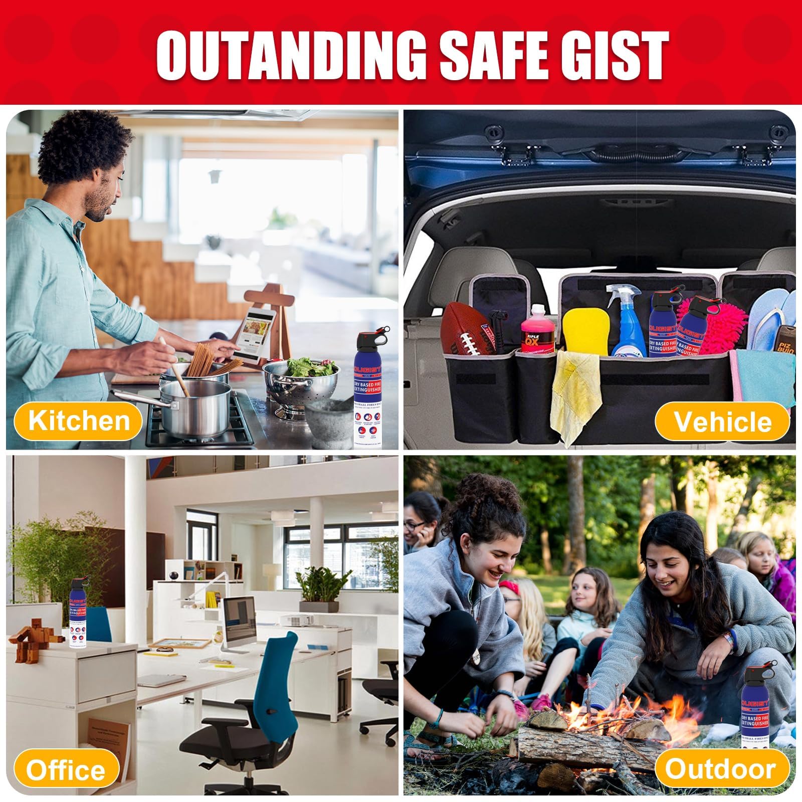 Dry Stop Fire Extinguisher Spray - 600g Quick-Acting Powder For Home ...