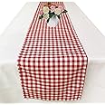 Amazon.com: Red and White Gingham Table Runner 72 Inch - Cotton ...