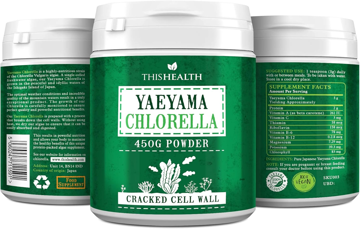 Chlorella Powder – 450g Japanese Yaeyama Chlorella Vulgaris Powder ...