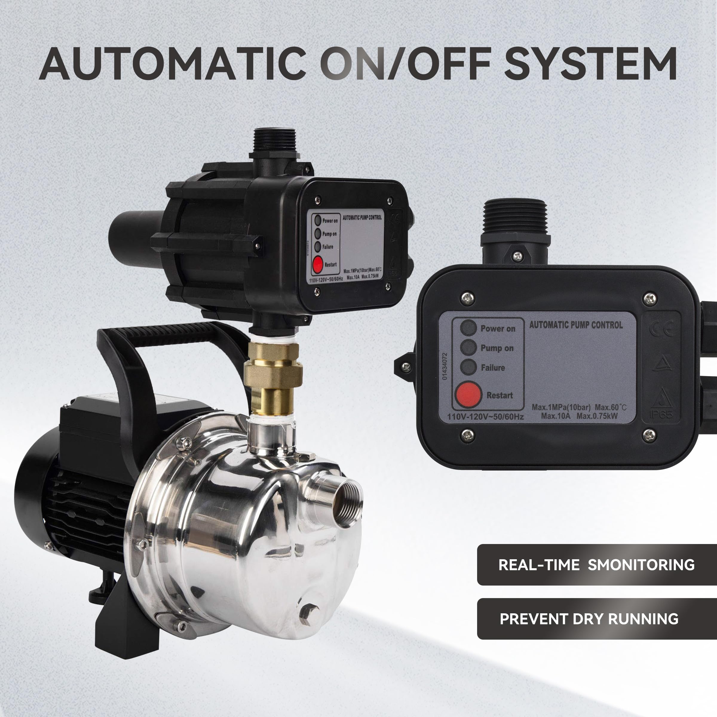 Mua Auto ON/OFF Stainless Steel Water Pressure Booster Pump w/Smart ...
