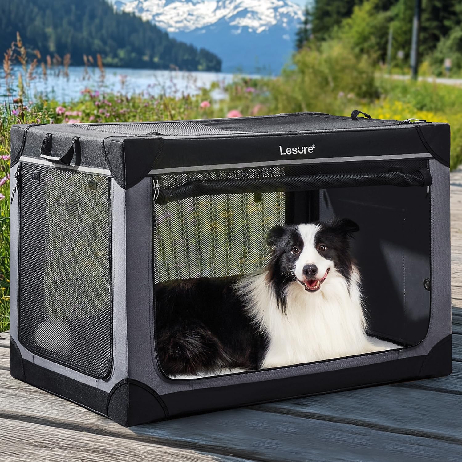 Lesure Soft Collapsible Dog Crate - 36 Inch Portable Travel Crate for ...