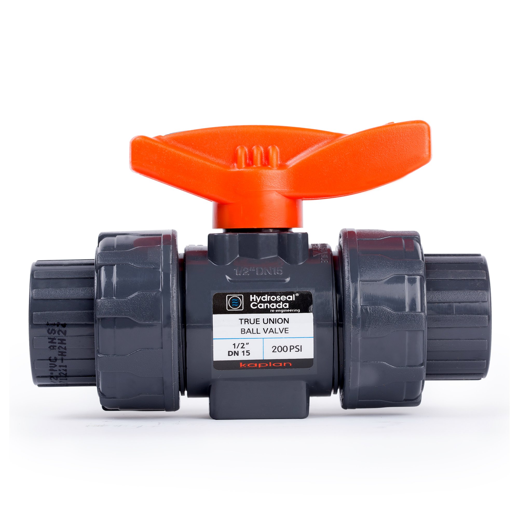 HYDROSEAL Kaplan 1/2" PVC True Union Ball Valve with Full Port, ASTM ...