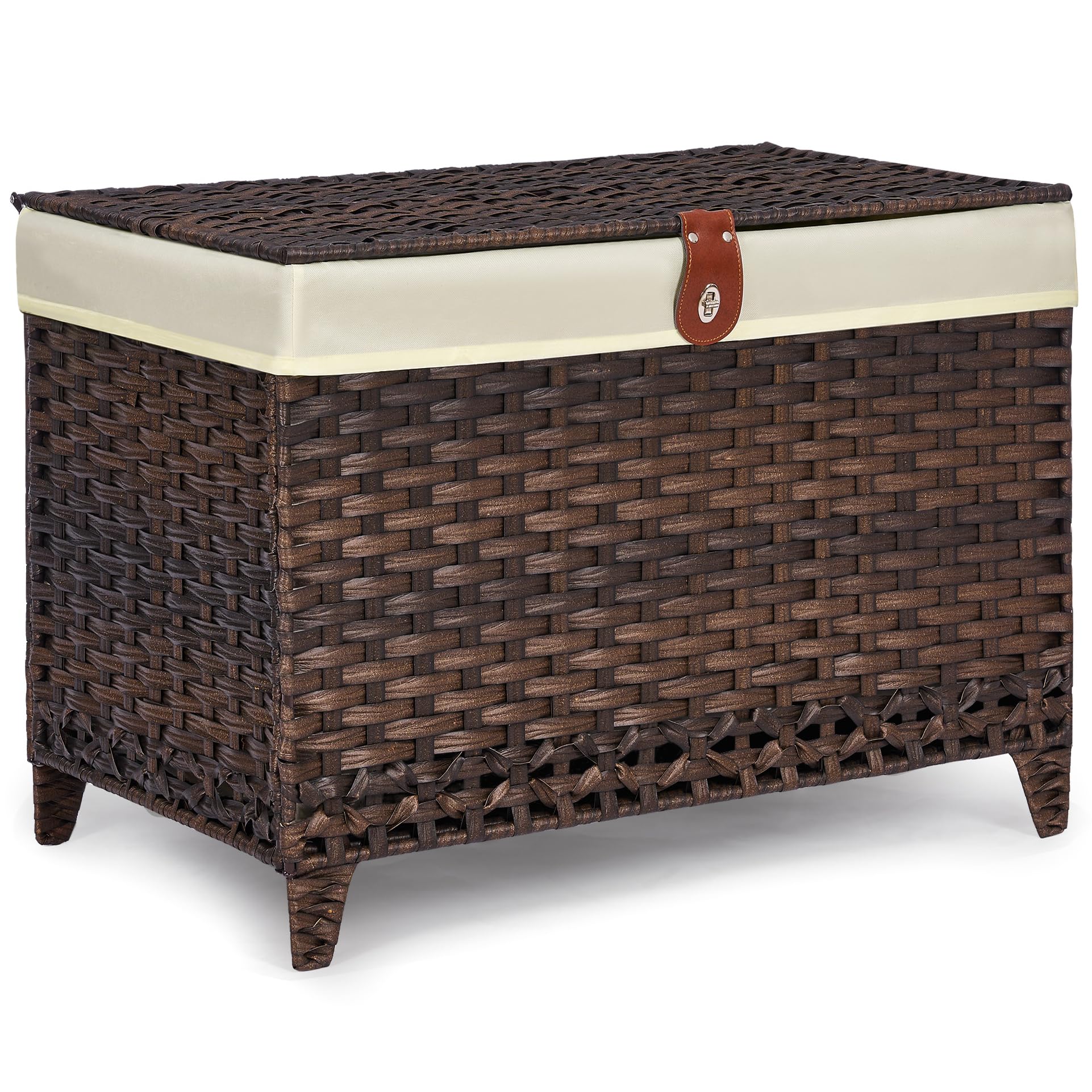 Honjourai Wicker Storage Basket with Lid,Rattan Shelf Basket with ...