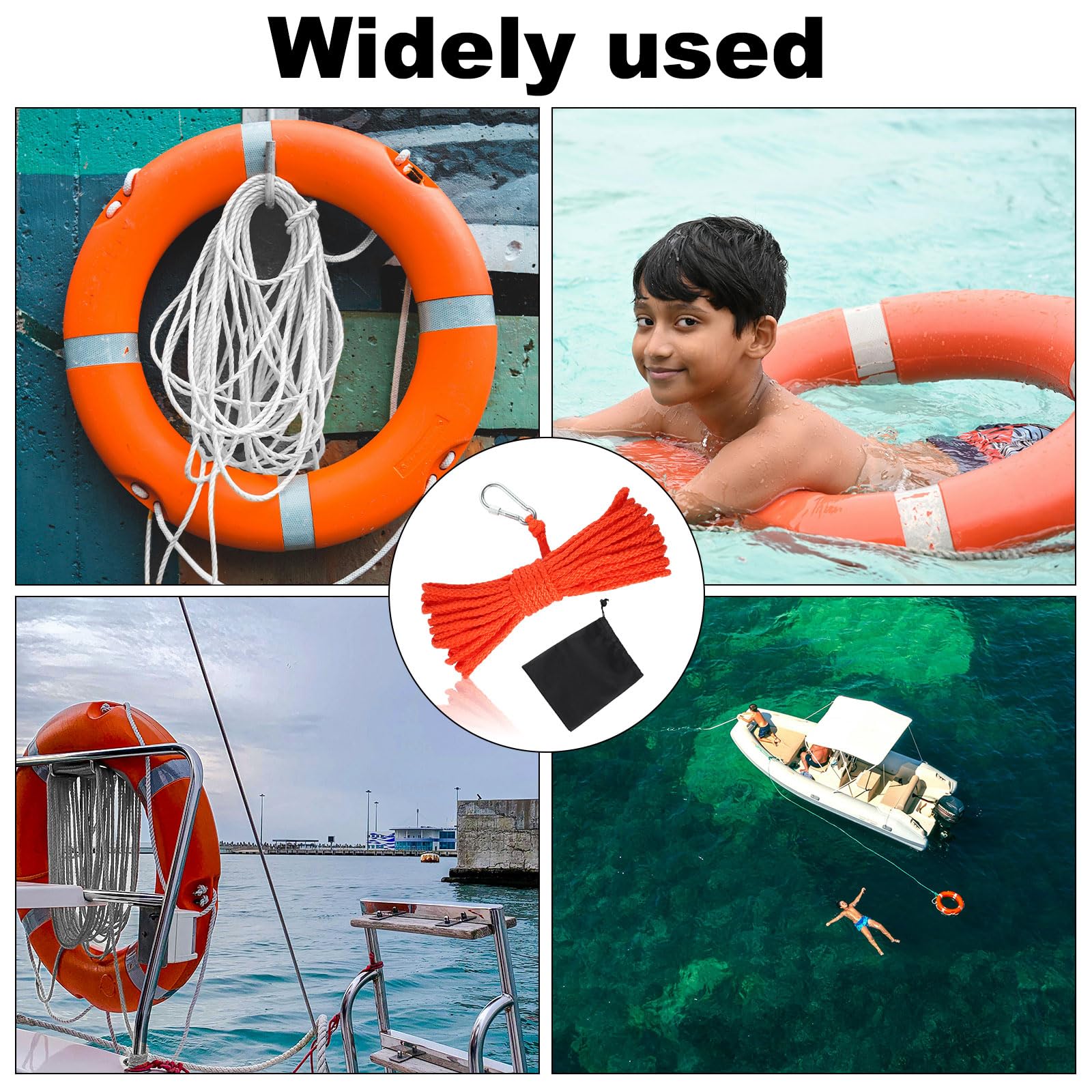 16.4 Yards Water Floating Lifesaving Rope, Braided Polypropylene Rope ...