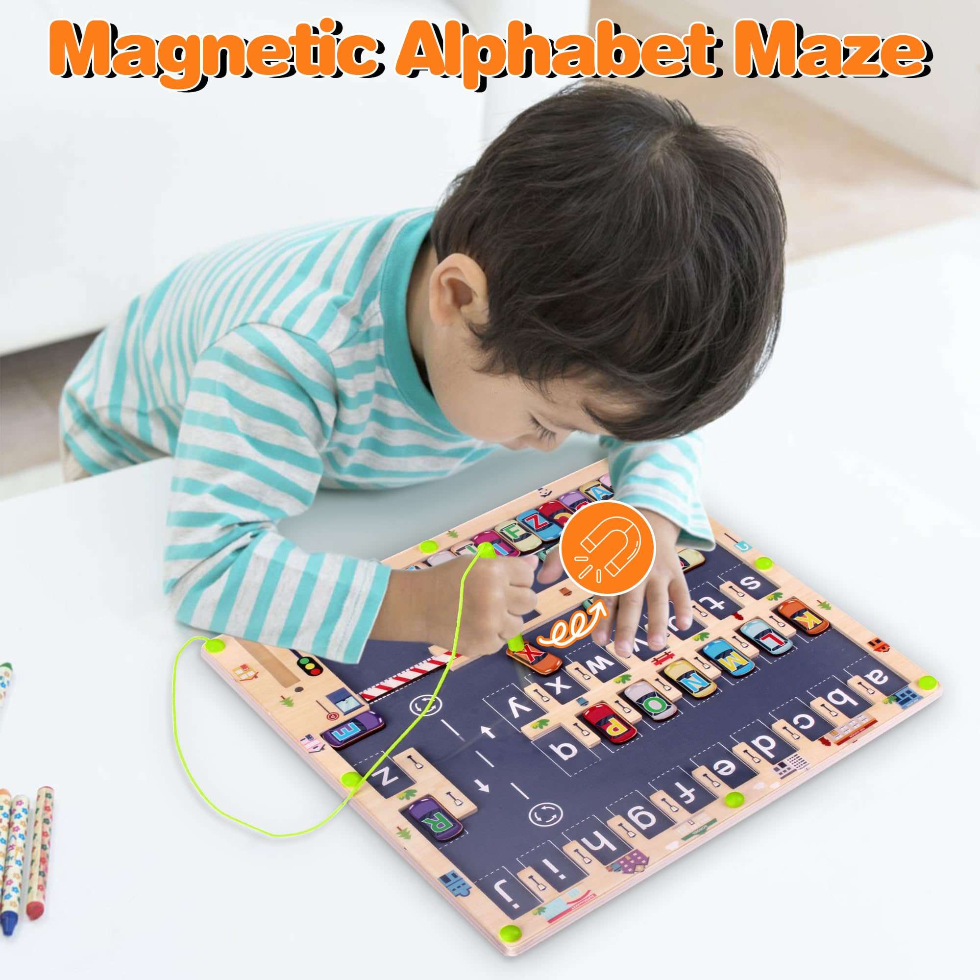 Magnetic Toys Alphabet Maze, Montessori Toys for Kids Boys Girls 2 3 4 ...