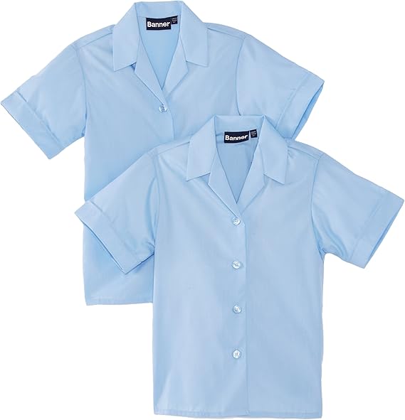 Blue Max Banner Girl's Revere Twin Pack Short Sleeve School Blouse ...