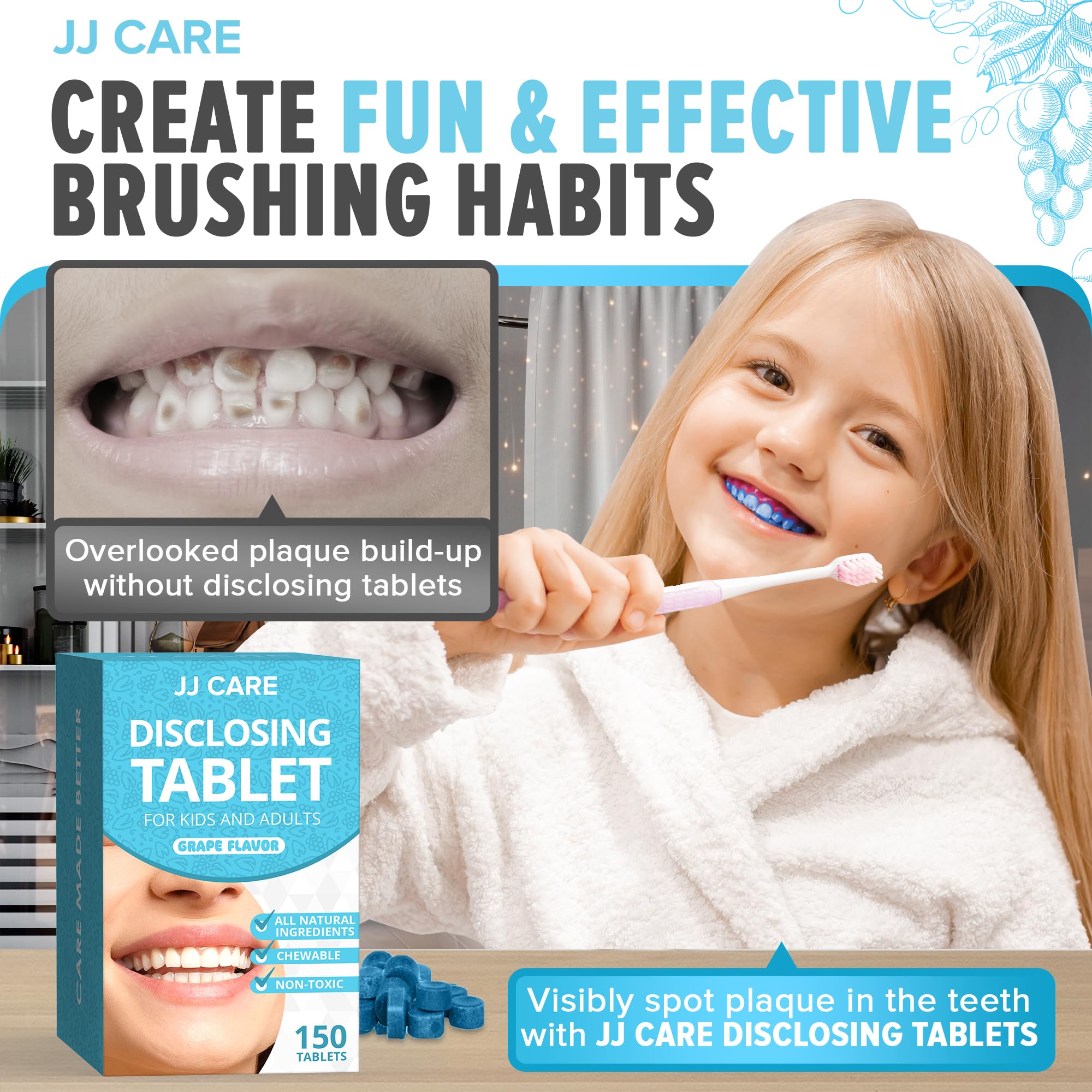 Mua JJ Care Plaque Disclosing Tablets for Teeth - 150 Count ...