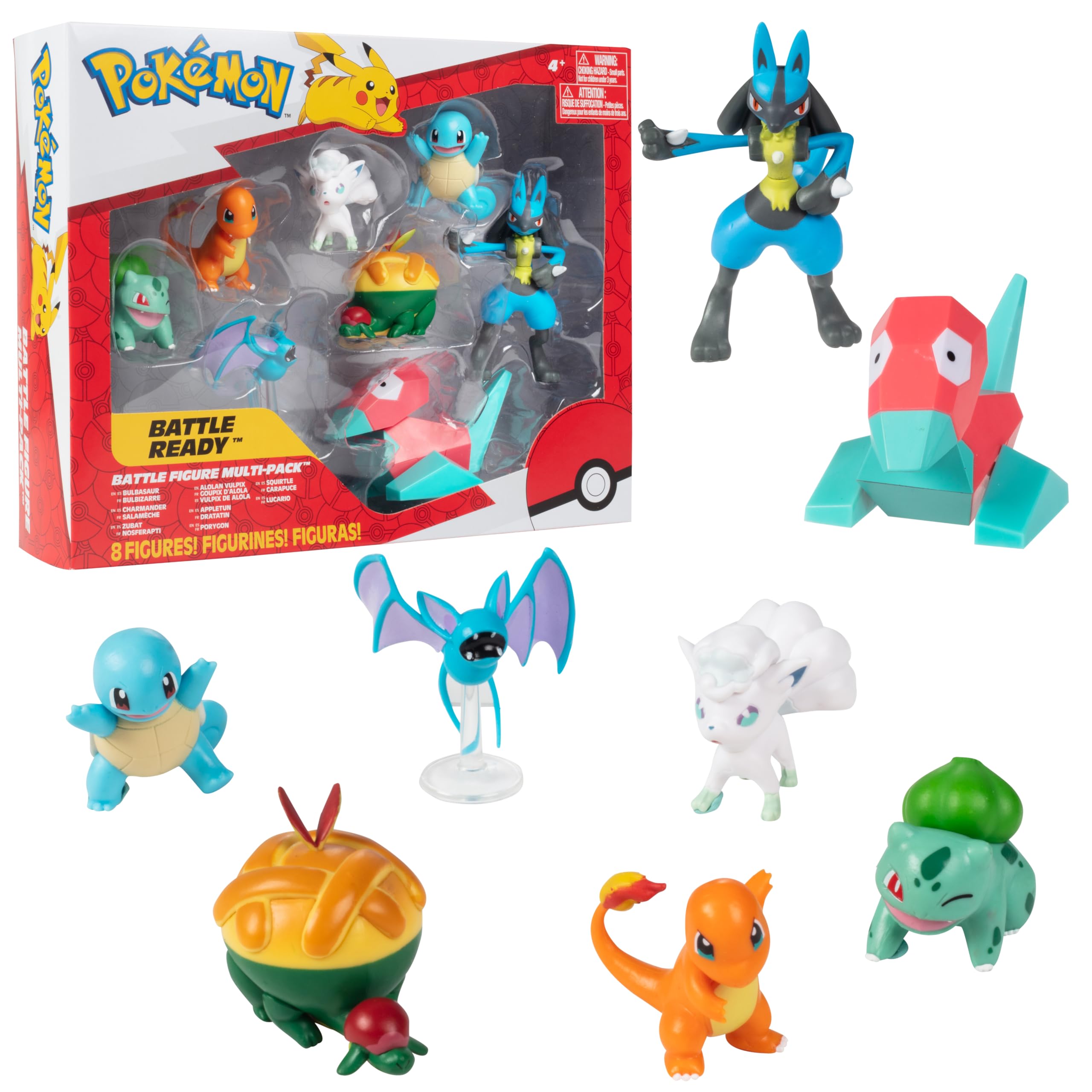 Pokemon Battle Ready! Toy Figure Set, 8 Pieces - 2" & 3" Charmander, Bulbasaur, Squirtle ...