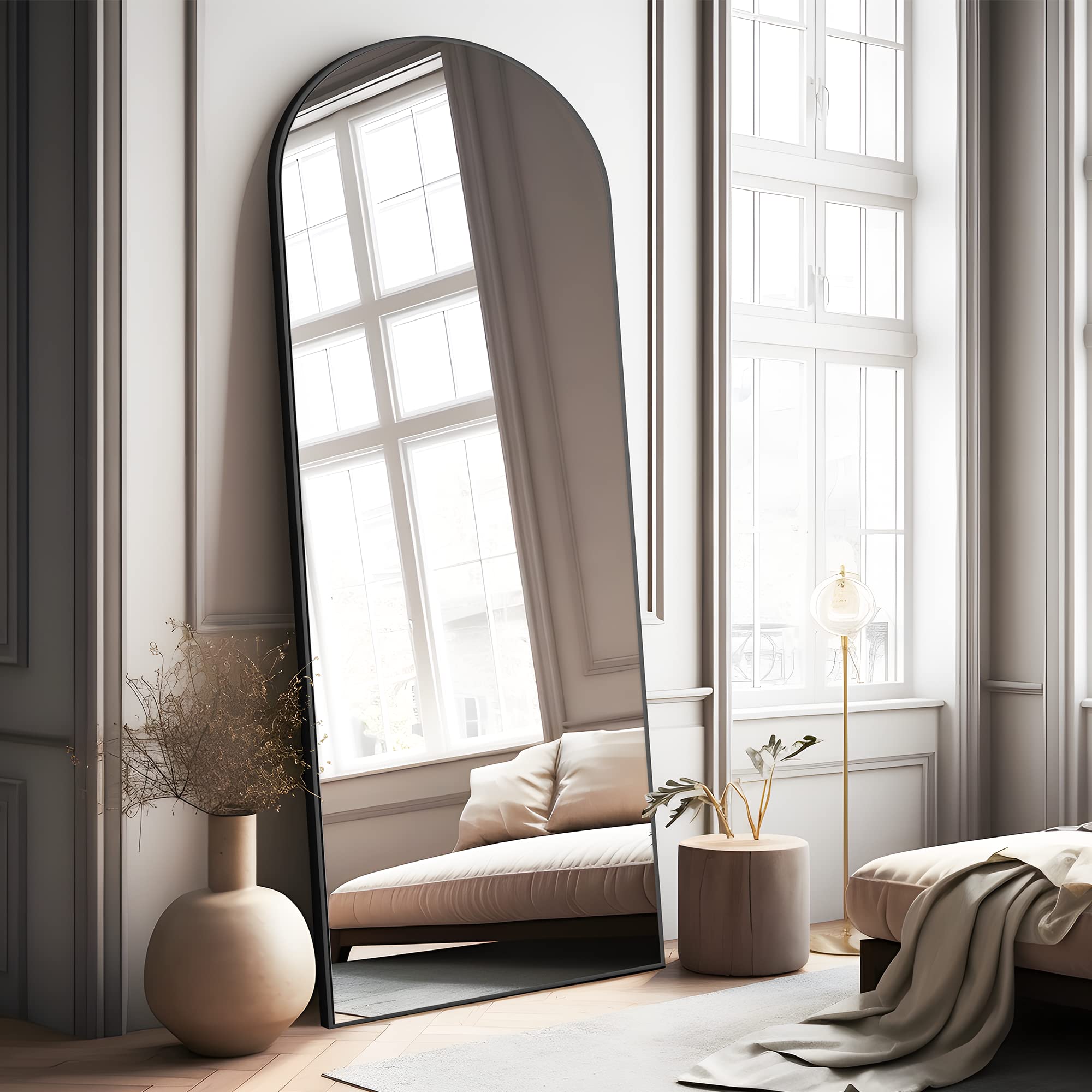 NeuType Arched Full Length Mirror, 71"x28"Full Body Mirror, Wooden Thin ...