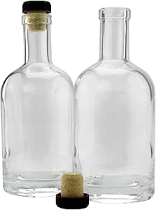 Amazon.com: 12-Ounce Liquor Bottles (2-Pack); Clear Glass Bottles w/T ...