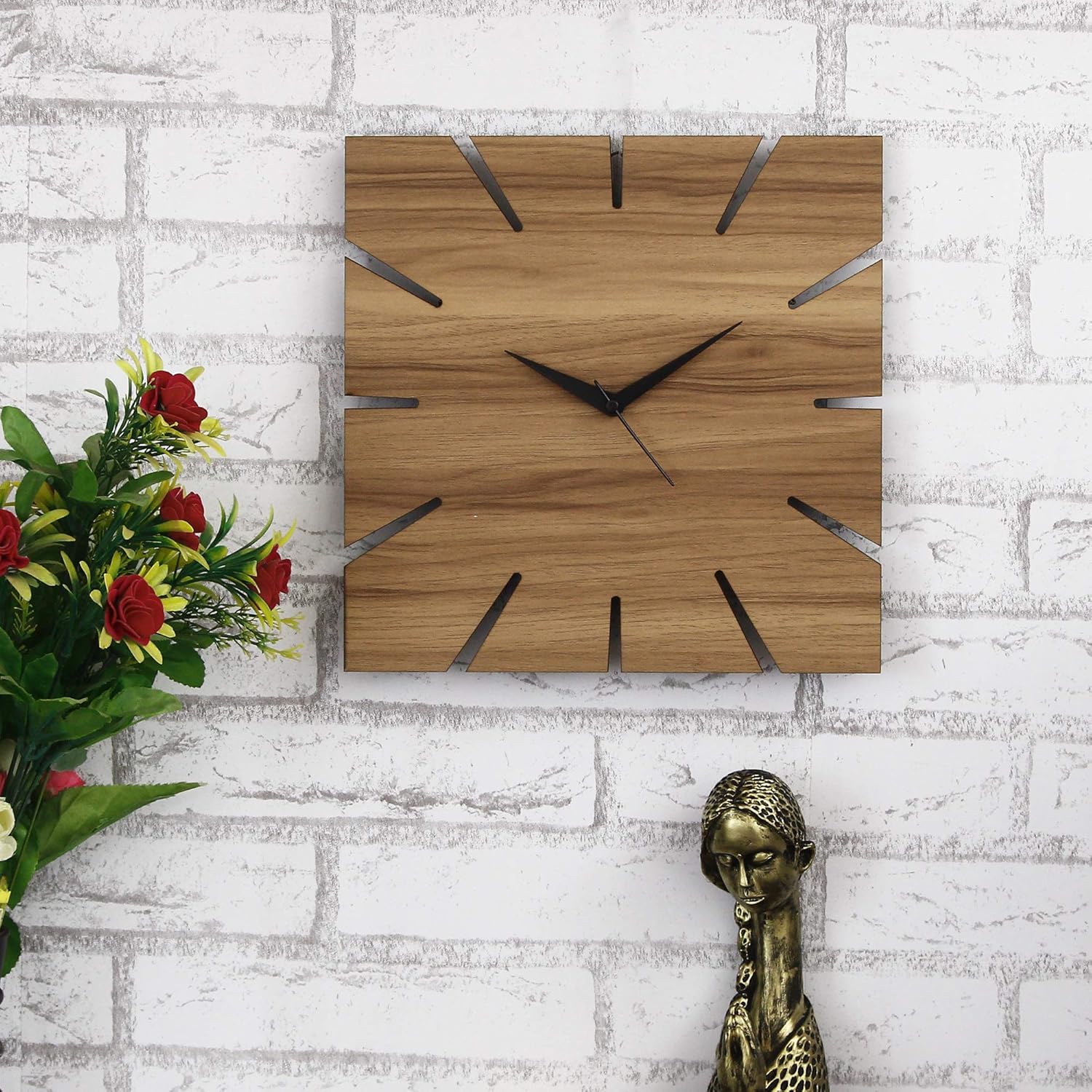 Buy Webelkart New and Improved Stylish Beautiful Square Wood Wall Clock ...