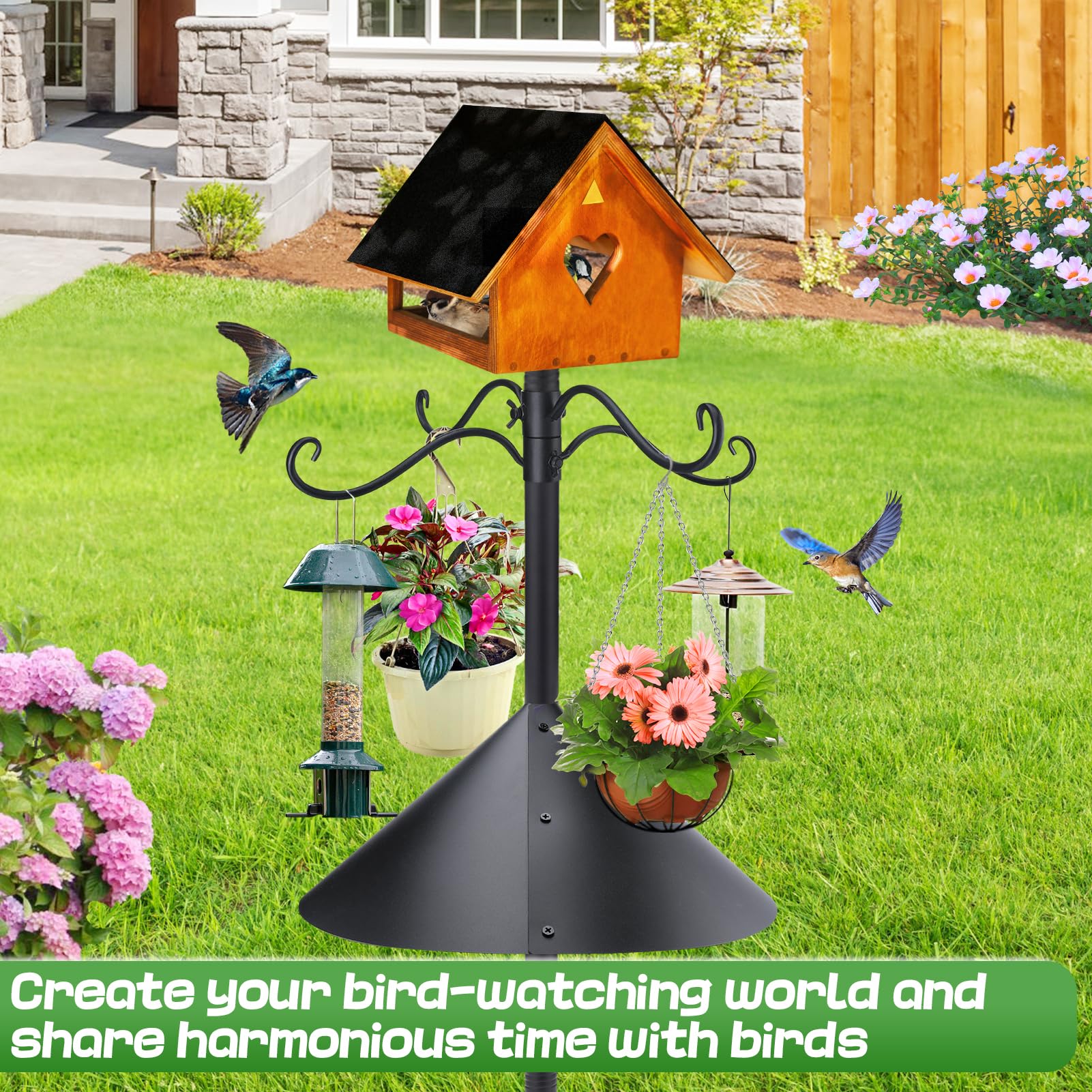 Outdoor Bird Stand 92-Inch Squirrel Proof Bird Feeder Pole - Heavy Duty ...