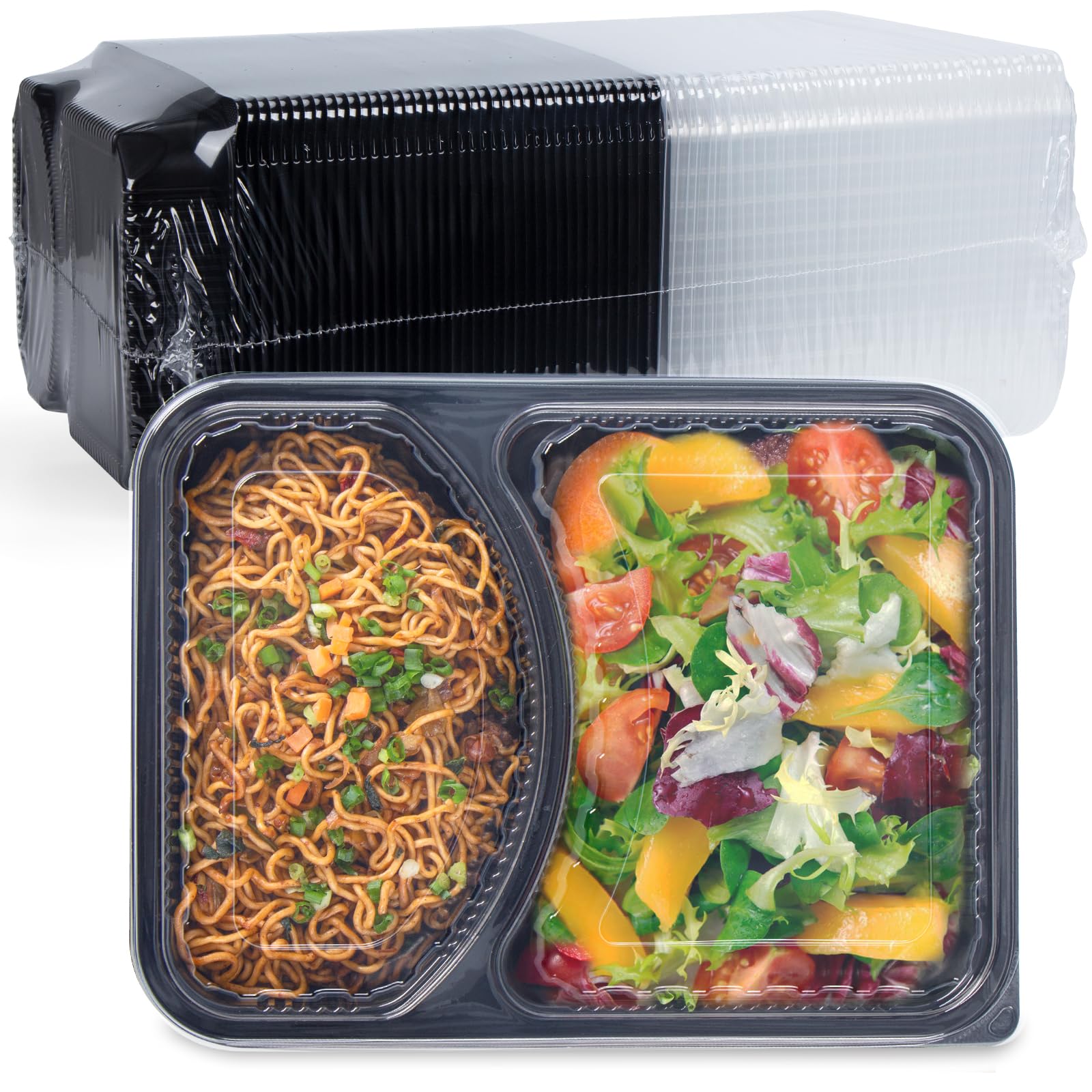 FRESHPAK Meal Prep Container, 2-Compartment 40-Pack To Go Containers ...