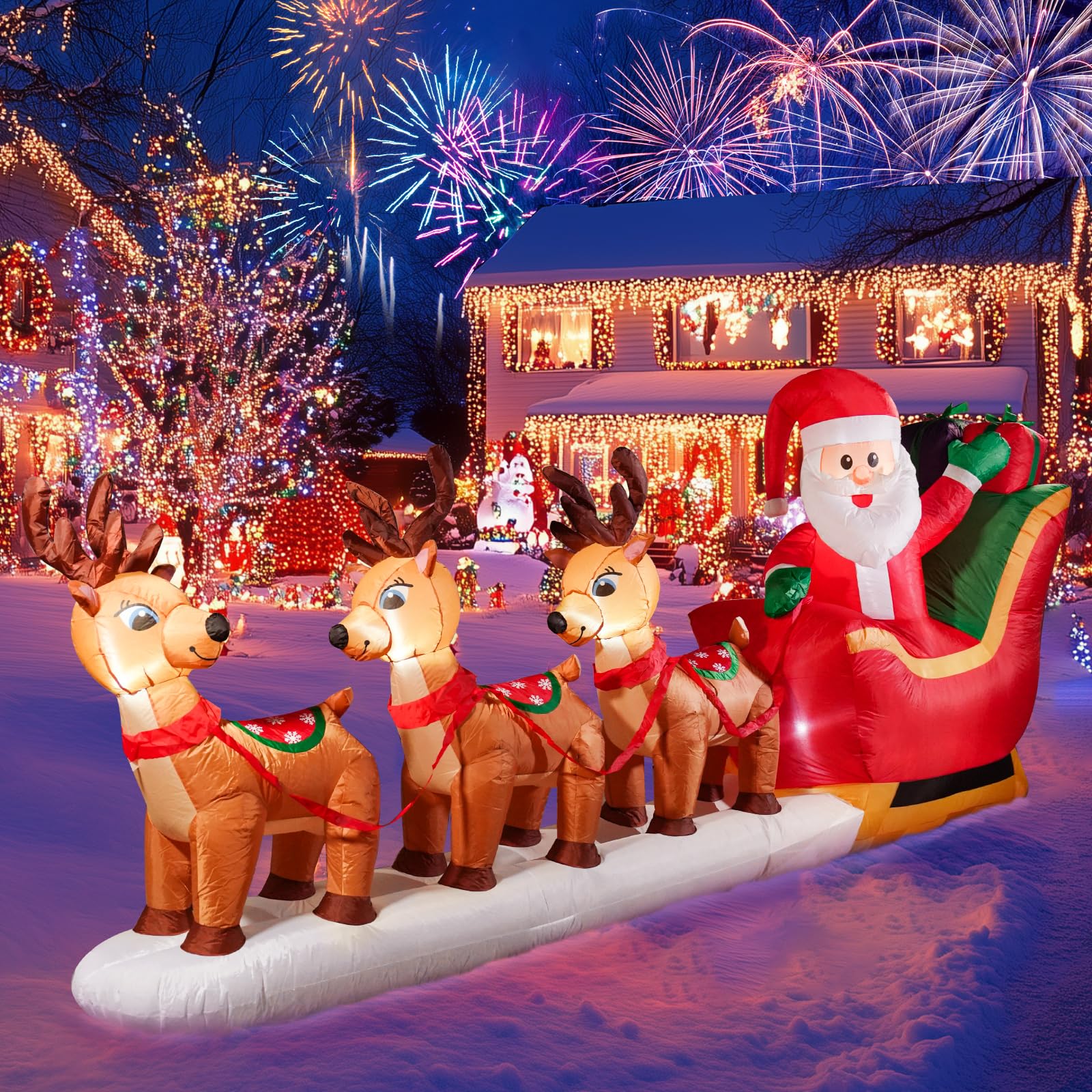 NIORSUN 11.8FT Reindeer Christmas Inflatable Outdoor Decorations with ...