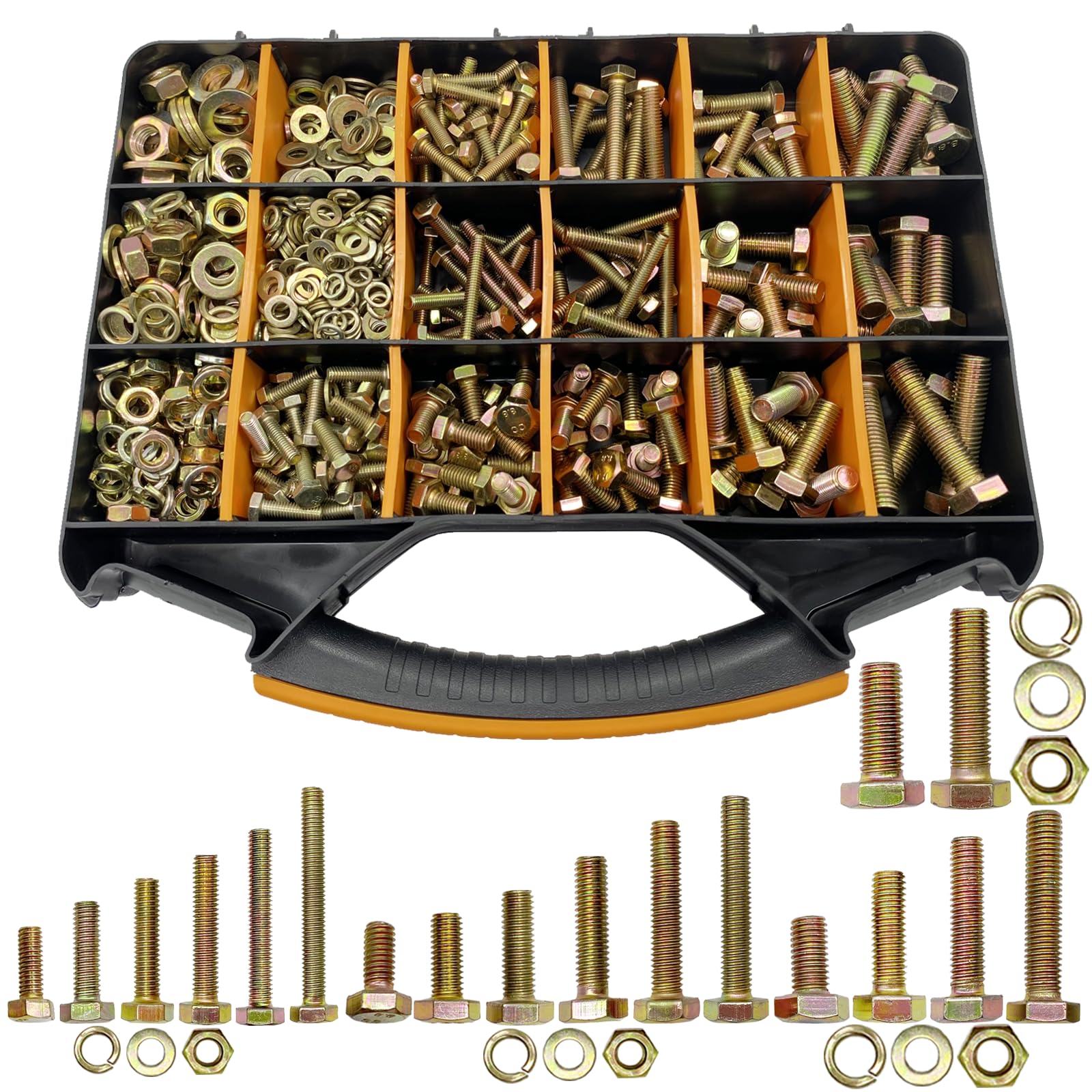 900pcs Metric Bolt Assortment Sets, M6 M8 M10 M12 Grade 8.8 Heavy Duty ...