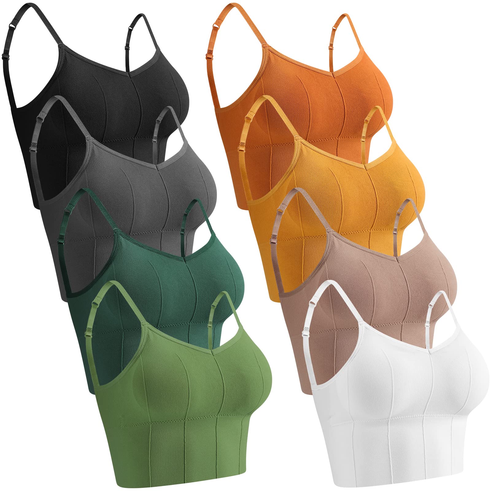 Giegxin 8 Pcs Sports Bras Low Back Sleep Bralettes Seamless Bra Tank ...