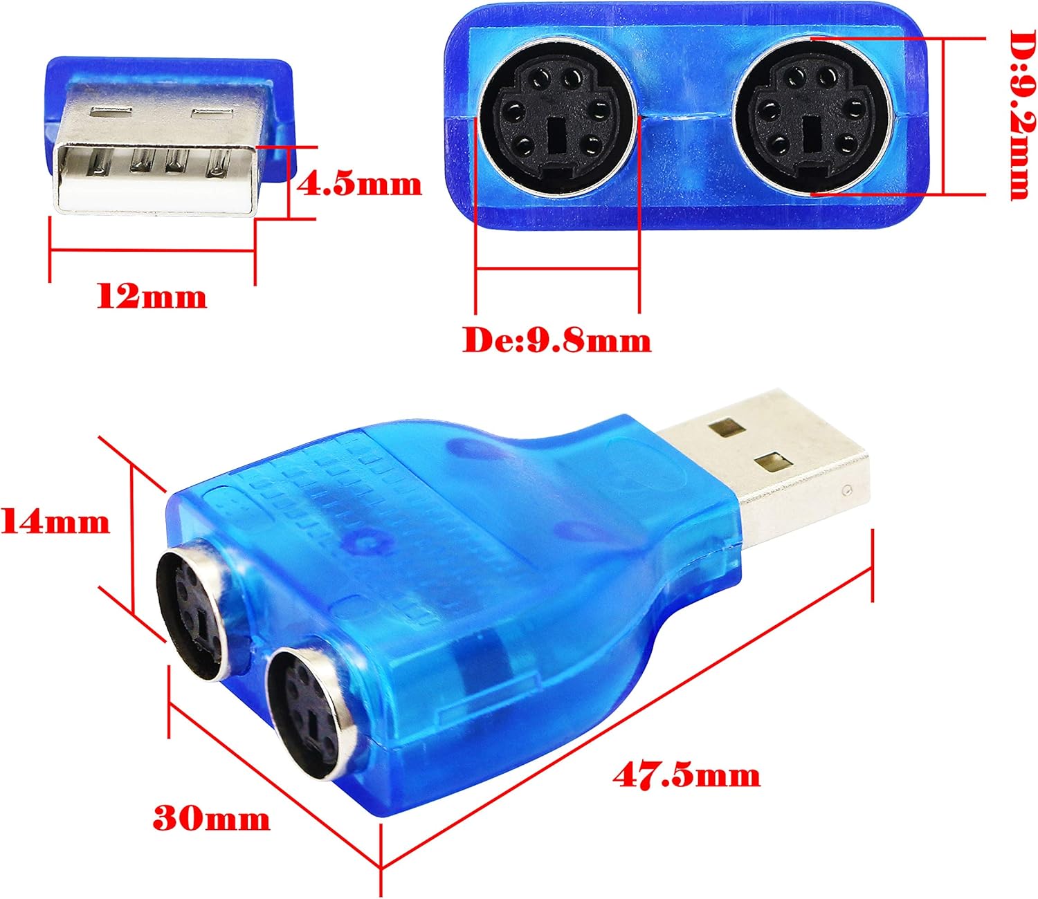 GELRHONR USB to PS/2 Converter, PS2 Adapter, USB To Dual 2 PS/2 PS2 ...