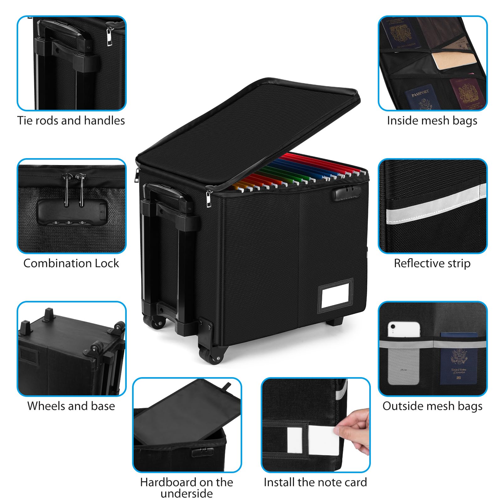 Mua Fireproof File Box with Wheels and Telescopic Handle, Foldable ...