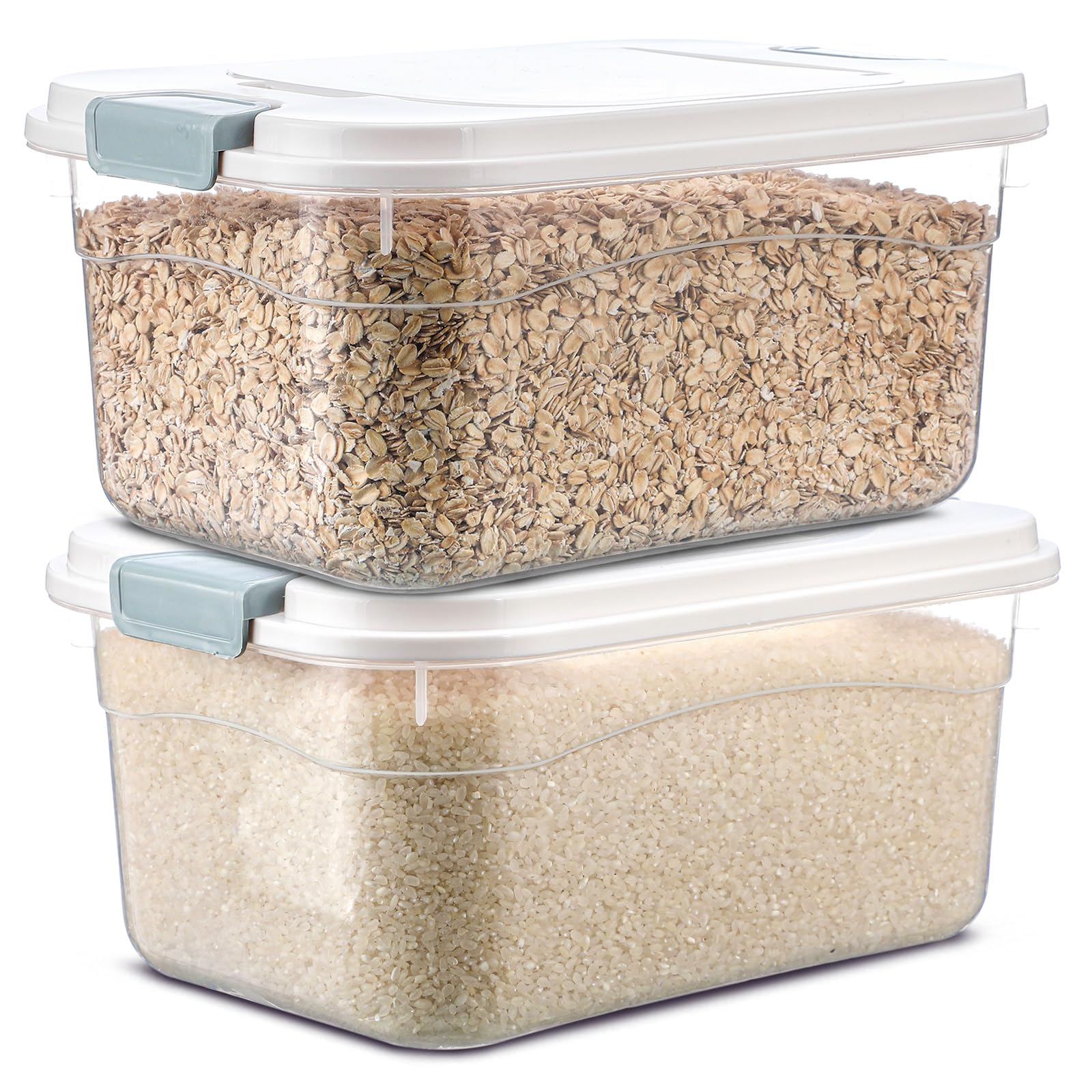 Funnymoom 2 Pcs 10 Lbs Flour Storage Container with 2 Cup Clear Rice ...