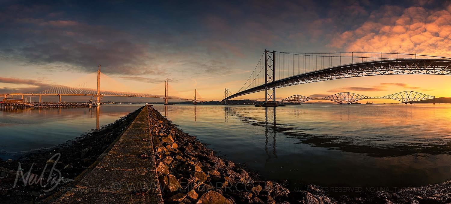 The Three Forth Road & Rail Bridges Scotland at Dawn - Scottish Fine ...