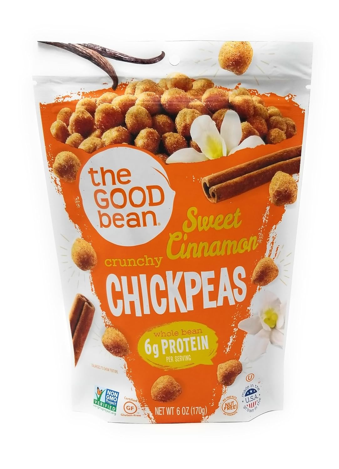 Amazon.com: The Good Bean Crunchy Chickpeas Snacks, Sweet Cinnamon, 6 Ounce