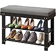Amazon.com: kiplant Shoe Rack Bench, 3-Tier Bamboo Shoe Rack with 1.6 ...