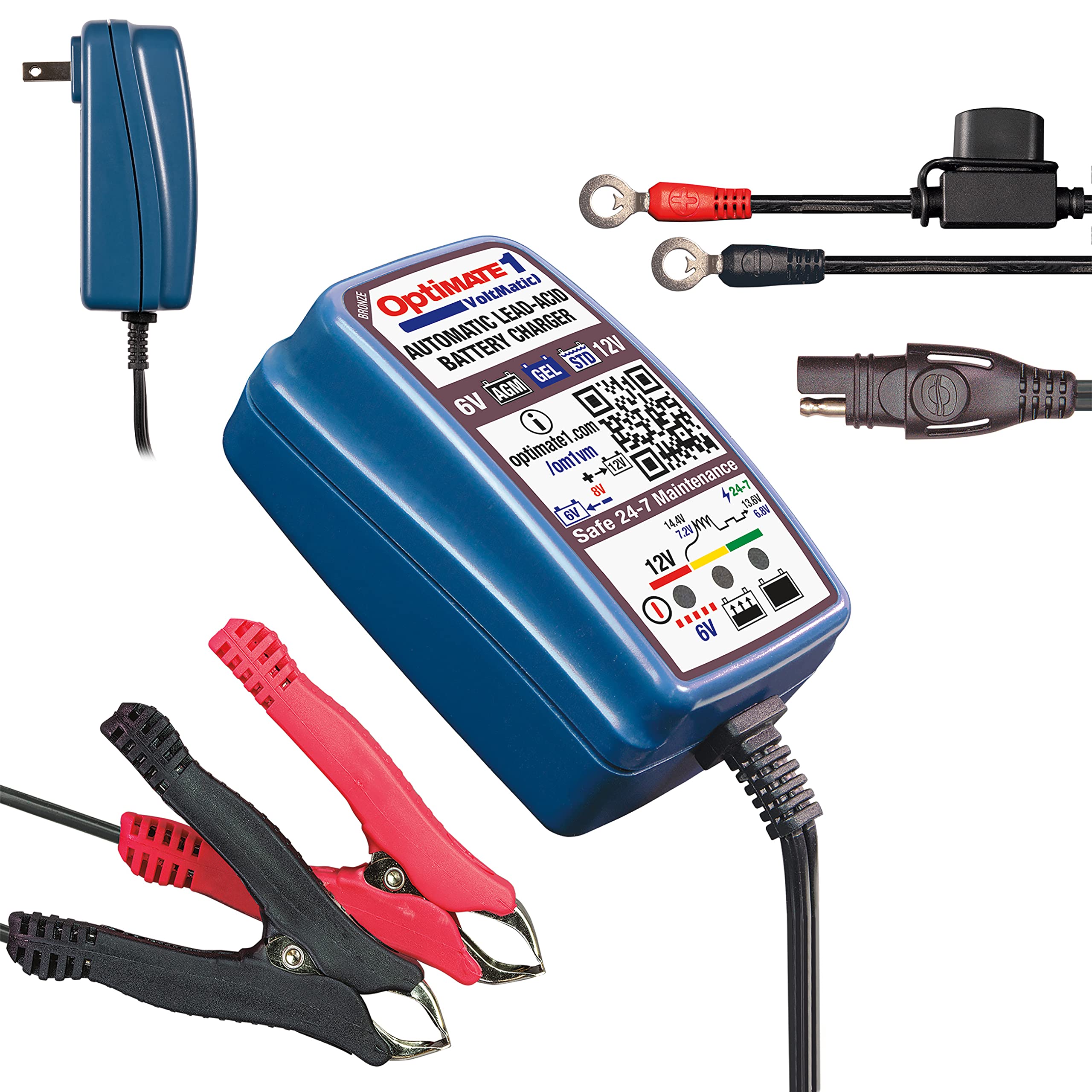 Tecmate Optimate 1 VoltMATIC, TM-401a, Bronze Series: 4-Step 6V / 12V ...