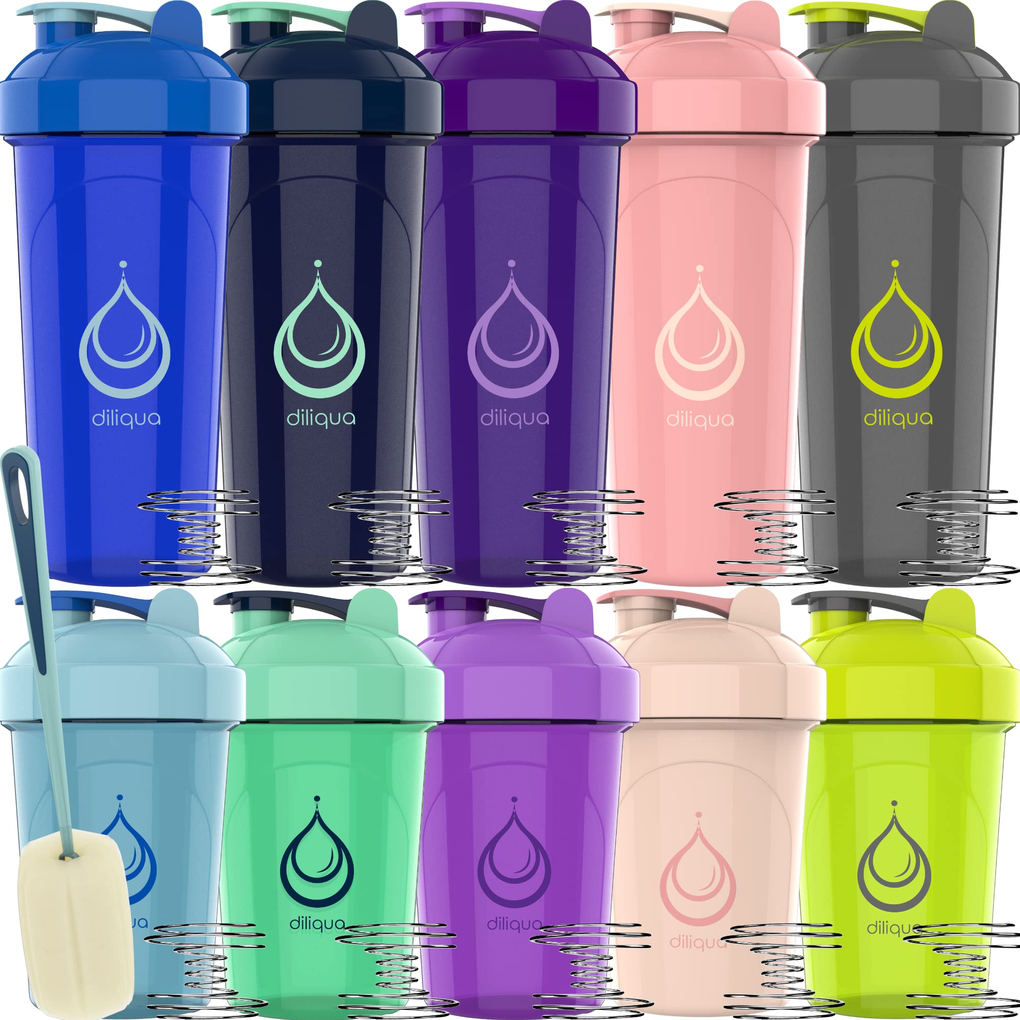 diliqua 10 PACK, Shaker Bottles for Protein Mixes | BPA-Free ...