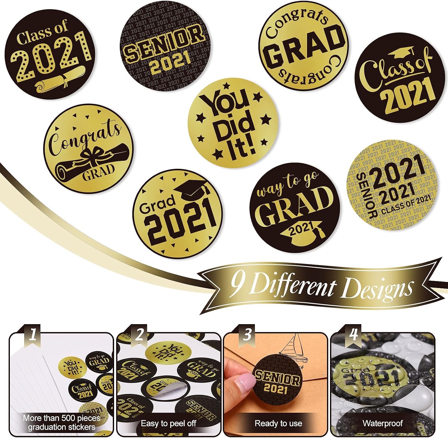 500 Pieces 2021 Graduation Decorations Large Graduation Stickers ...