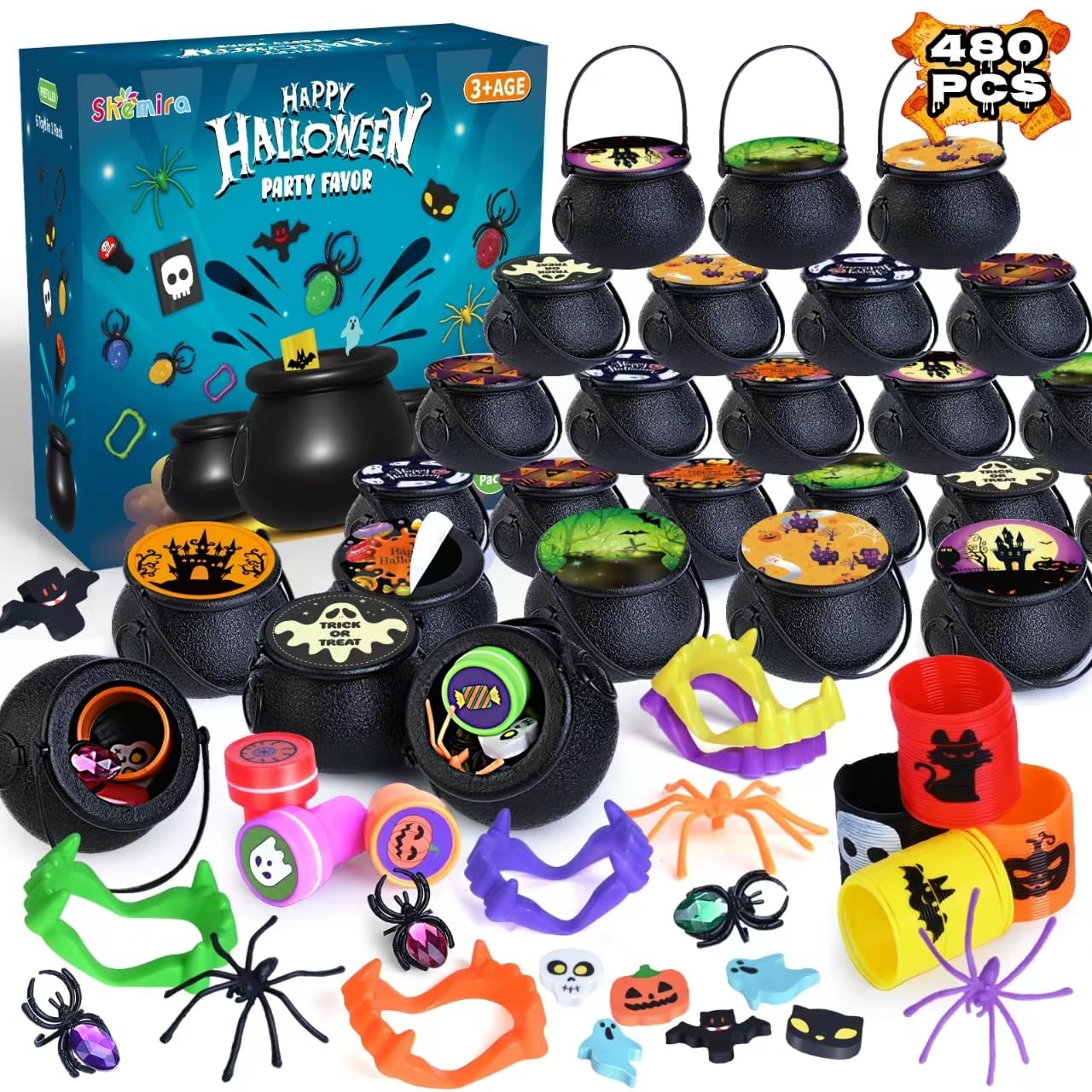 480 PCS Halloween Party Favors Bulk for Kids, 60 Pack Prefilled Witch ...
