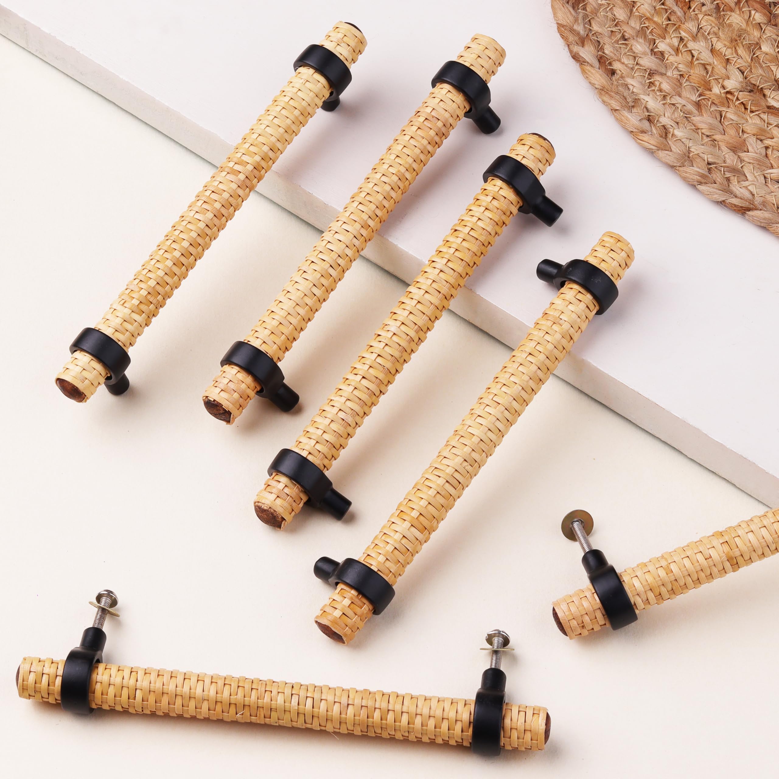Indian Shelf 6 Piece Adjustable Drawer Pulls Decorative Rattan Boho ...