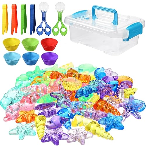 Meanplan Fine Motor Skills Set, 4 Tweezers, 80 Sorting Beads, 2 Jumbo ...