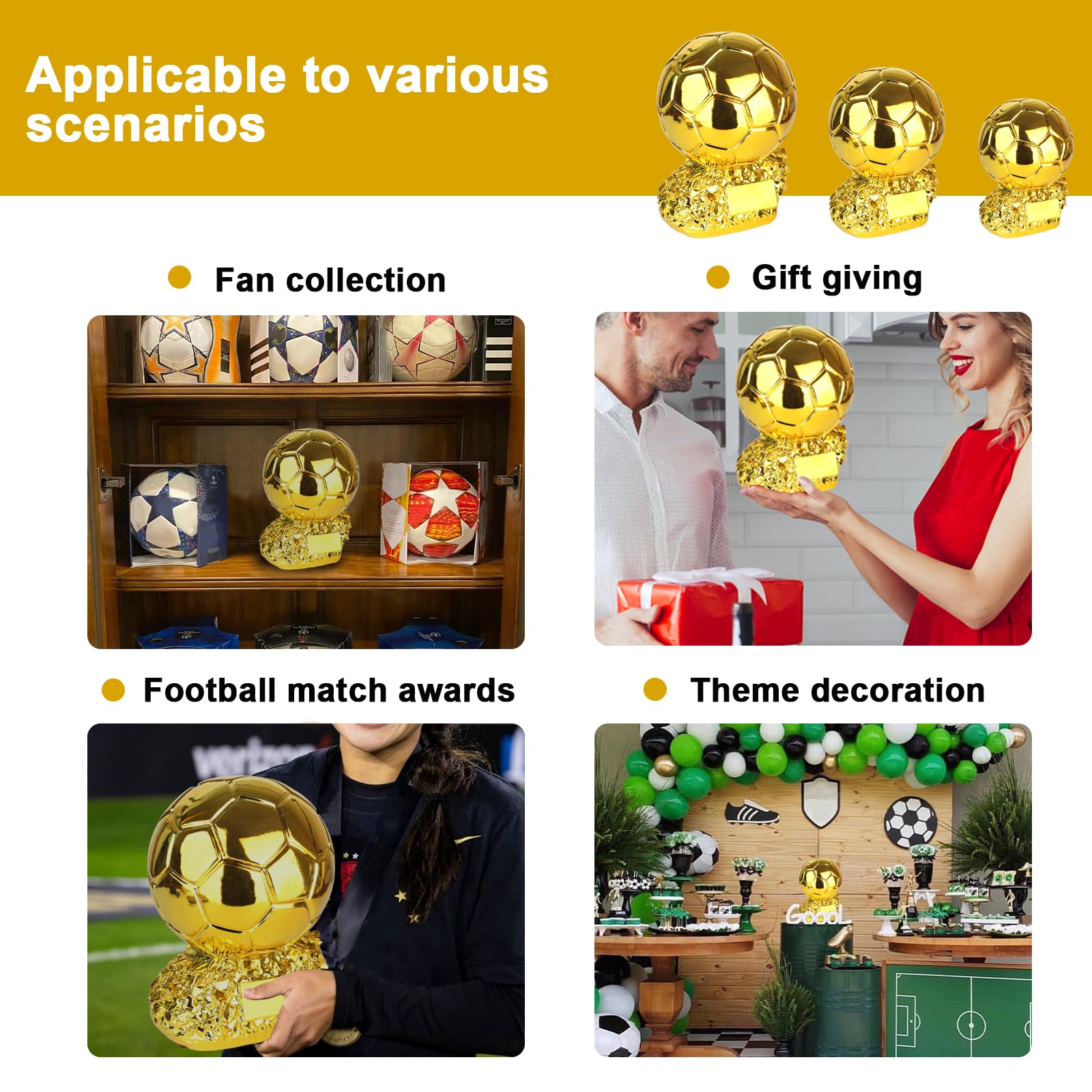 Mua LimuToy Ballon d'Or Trophy Replica, Football Trophy Decor, Soccer ...
